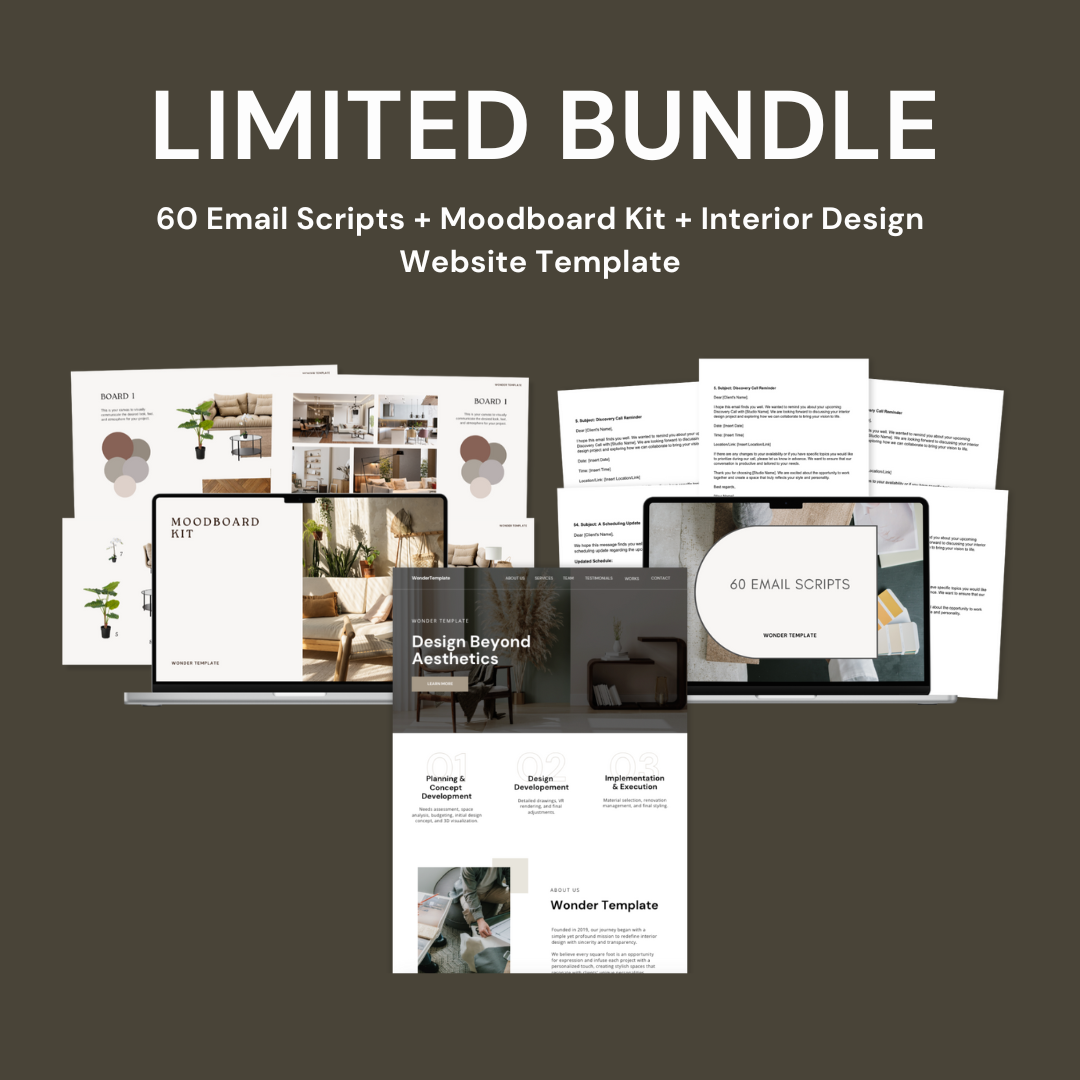 60 Email Scripts + Moodboard Kit + Interior Design Website Template ...