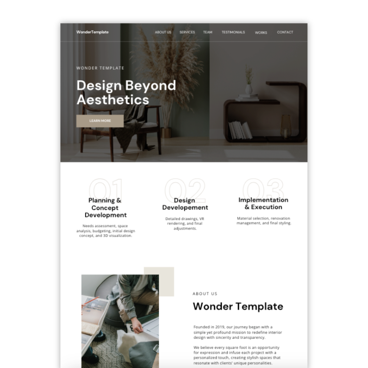 Interior Design Website Template – The Wonder Designer